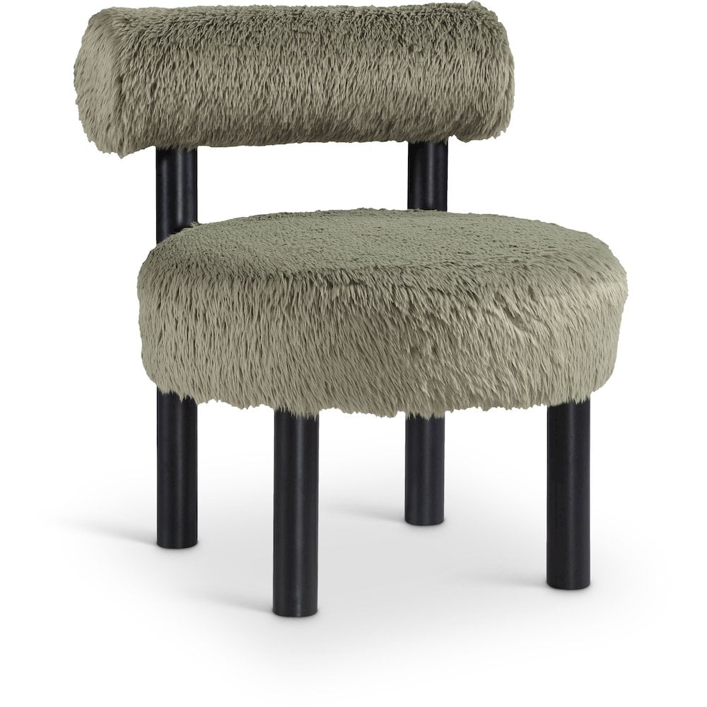 Meridian Furniture Ambre Green Vegan Shearling Fabric Upholstered ...
