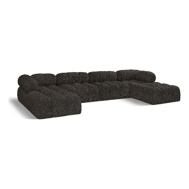Meridian Furniture Ames Brown Boucle Fabric Modular Sectional - Walmart.com