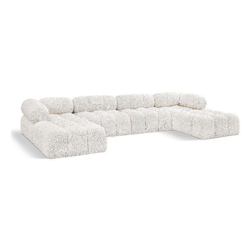 Meridian Furniture Ames Cream Boucle Fabric Modular Sectional - Walmart.com