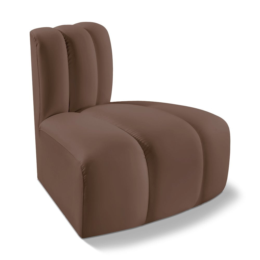 Meridian Furniture Arc Brown Vegan Leather Reverse Corner - Walmart.com