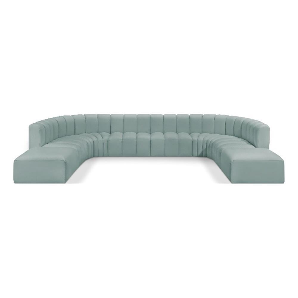 Meridian Furniture Arc Mint Green Vegan Leather Modular Sectional ...