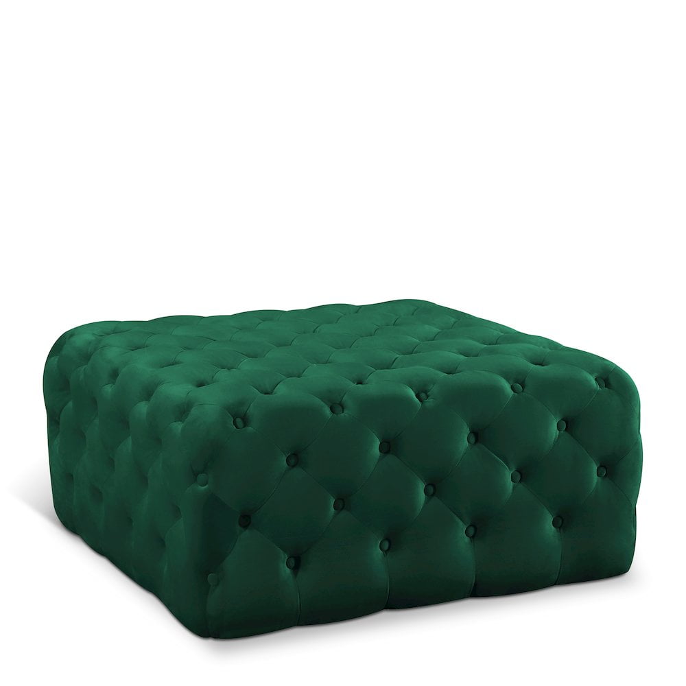 Meridian Furniture Green Velvet Upholstered Tufted Ottoman/Bench ...
