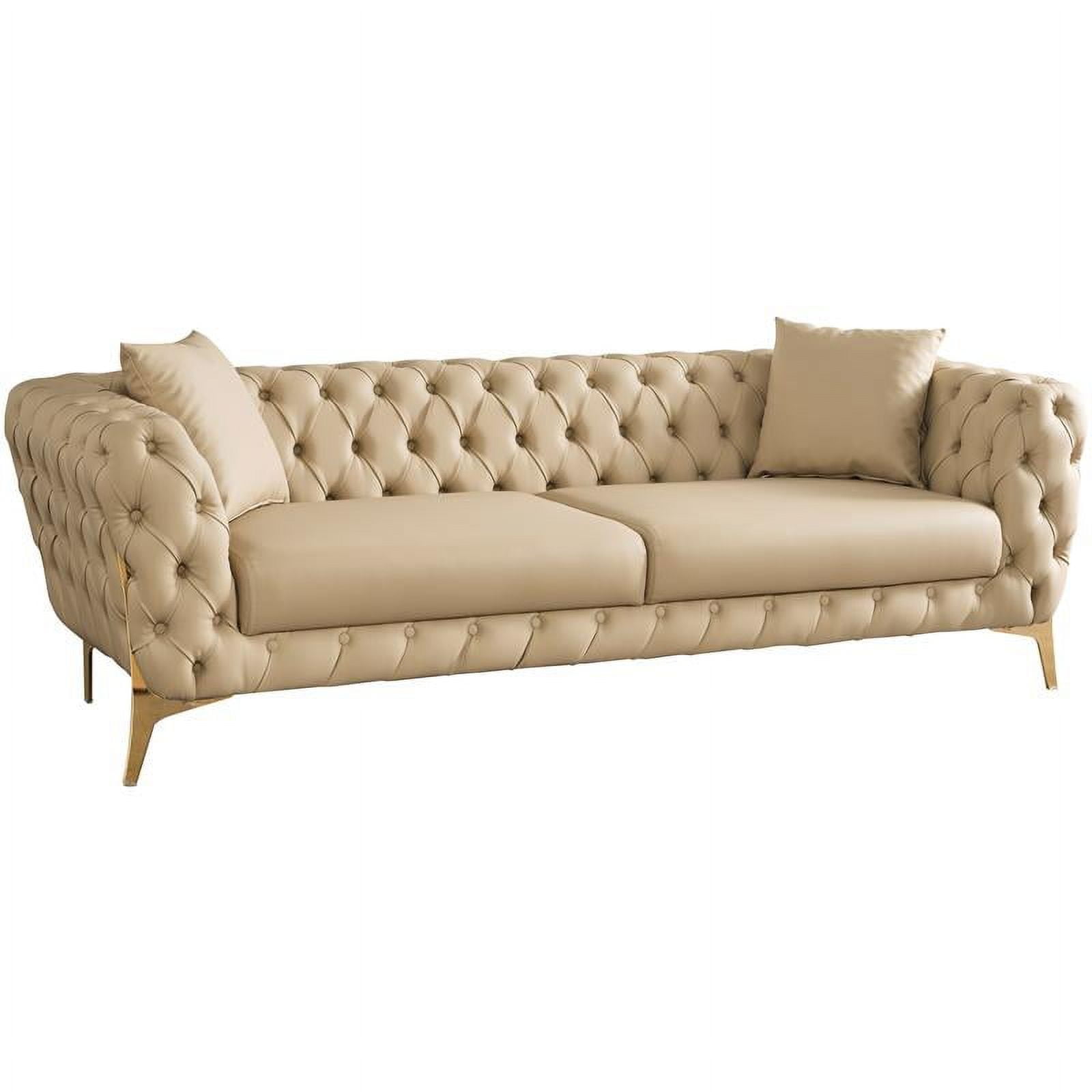 Meridian Furniture Aurora Beige Vegan Leather Sofa Couch - Walmart.com