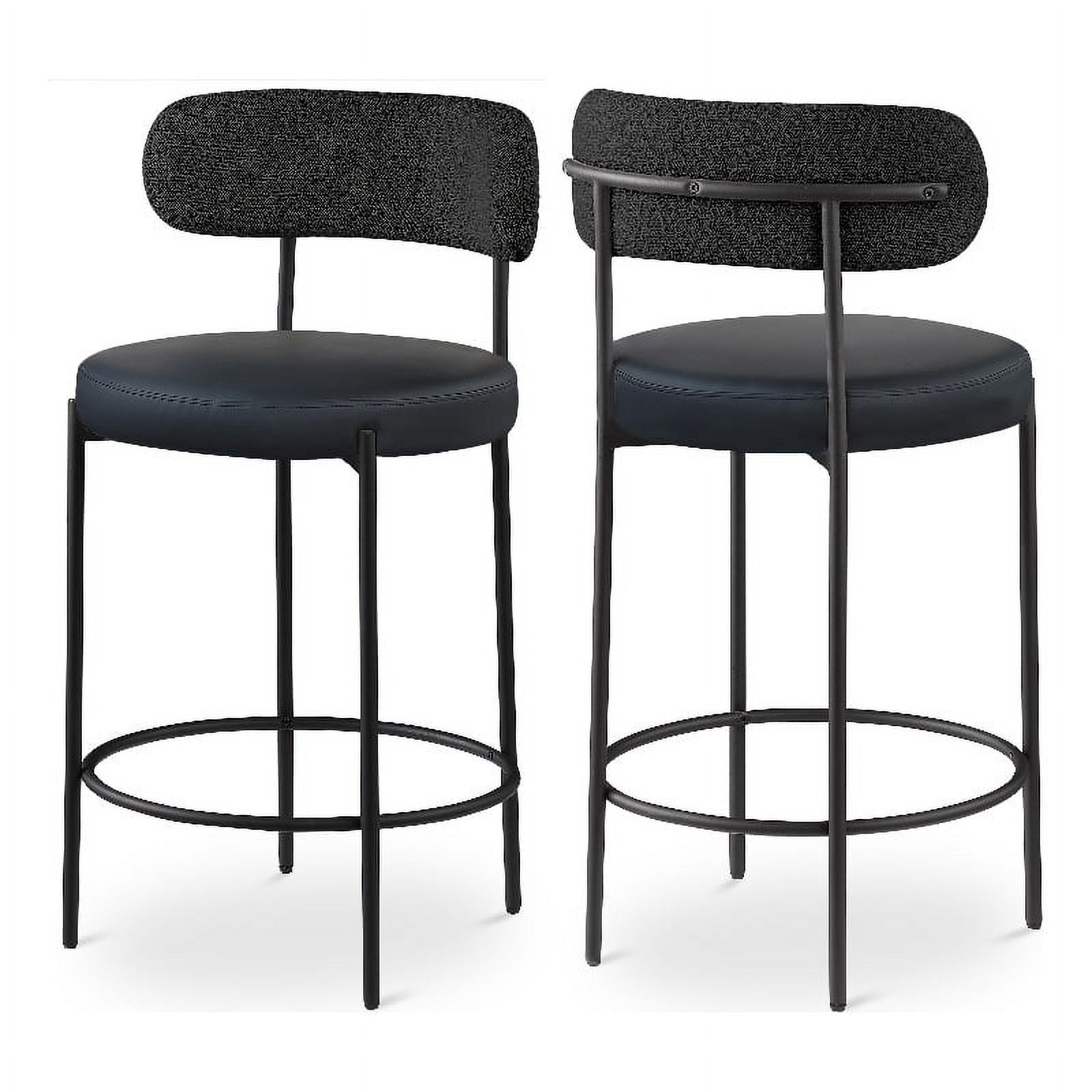 Meridian Furniture Beacon Black Vegan Leather Seat Stool (Set of 2 ...