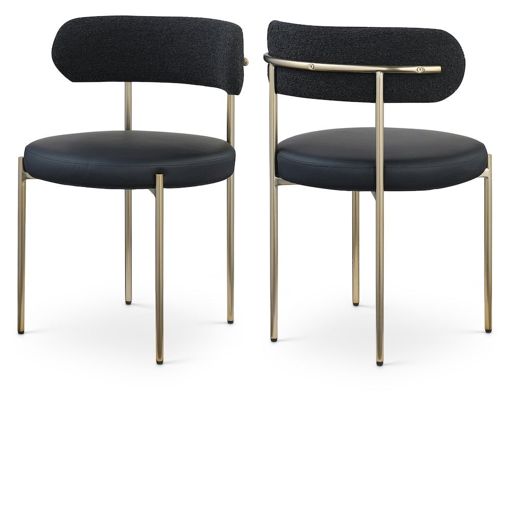 Meridian Furniture Beacon Black Vegan Leather and Boucle Dining Chair ...