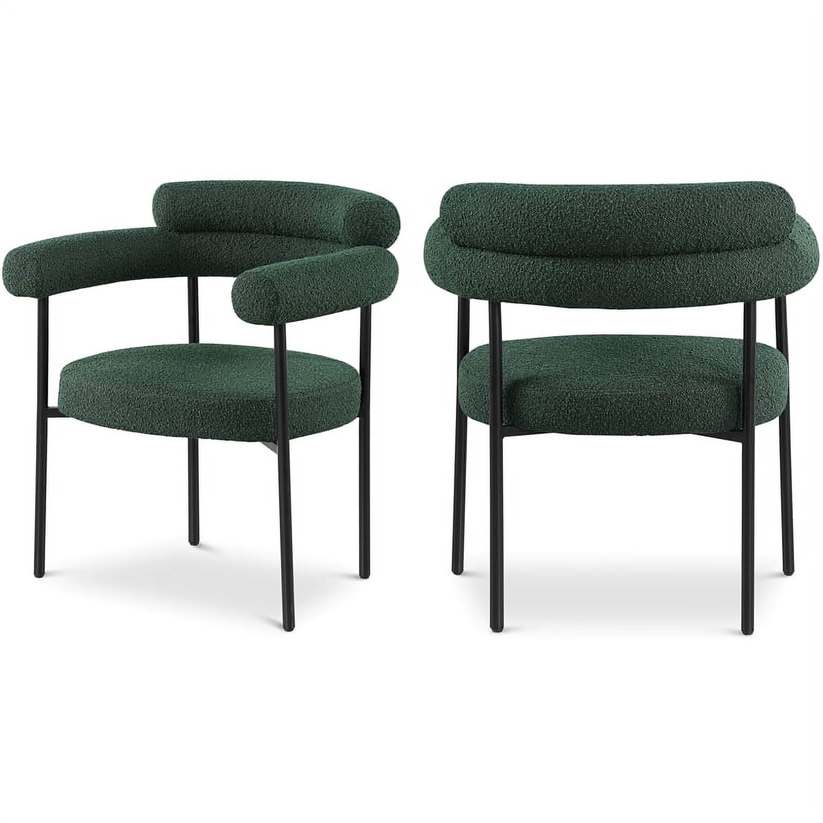 Meridian Furniture Blake Upholstered Green Boucle Fabric Kitchen Dining ...