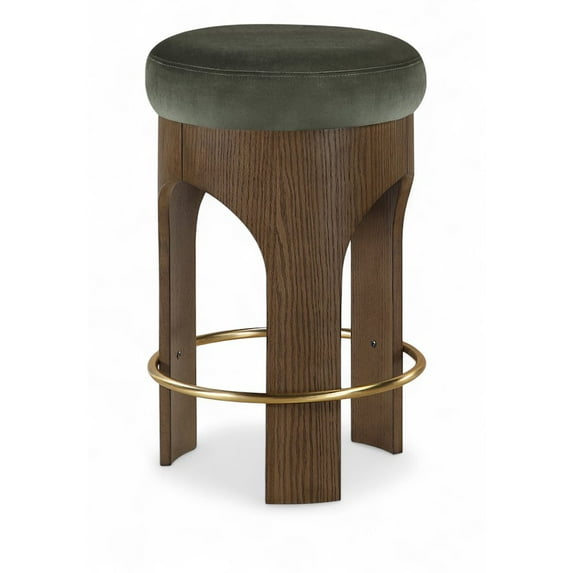 Meridian Furniture Bocceli Green Velvet Upholstered Counter Stool ...