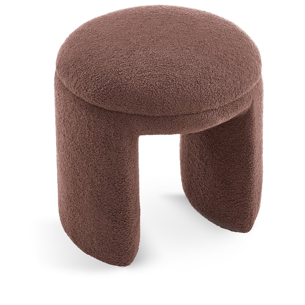Meridian Furniture Bowen Brown Faux Shearling Teddy Fabric Ottoman ...