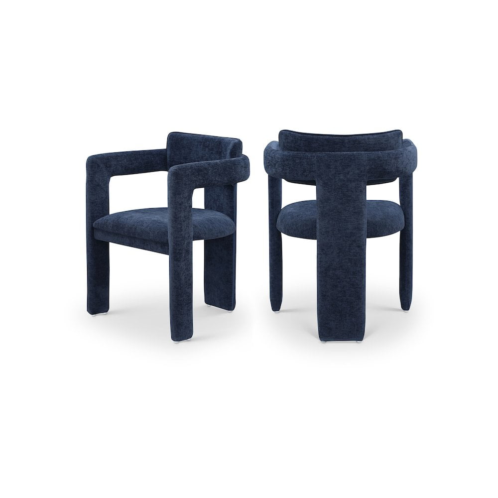 Meridian Furniture Brenda Navy Chenille Fabric Dining Chair (Set of 2 ...