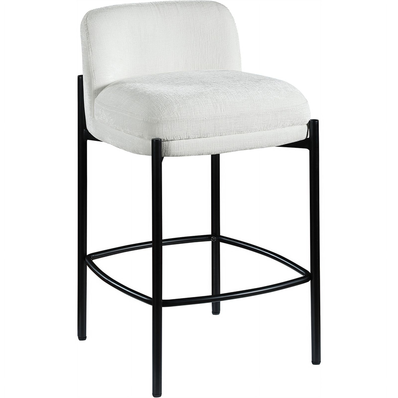 Meridian Furniture Burton Cream Chenille Fabric Stool (Set of 2 ...