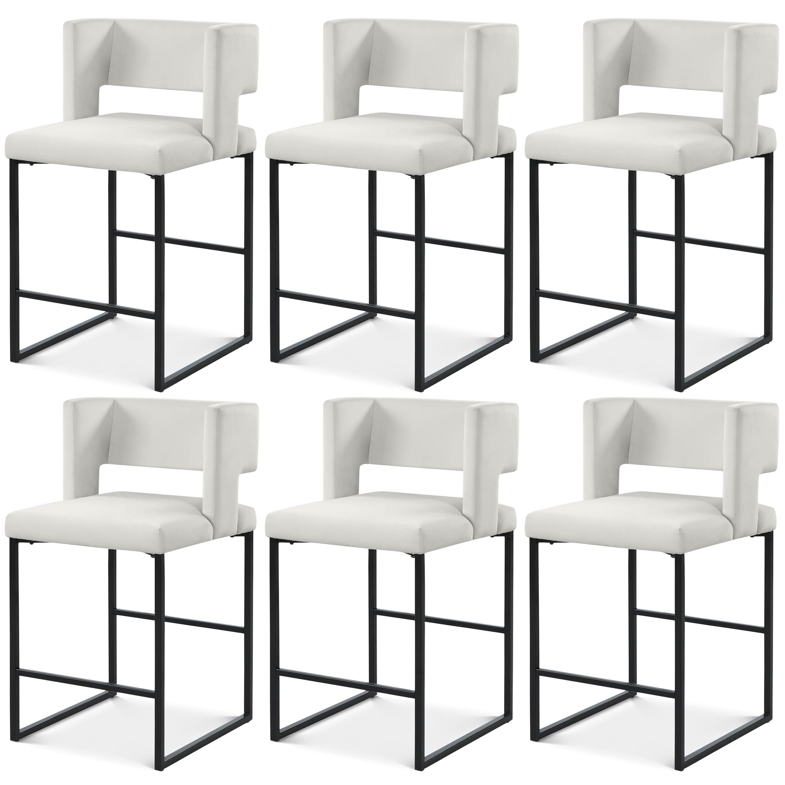 Meridian Furniture Caleb Cream Velvet Counter Stool (Set of 6 ...