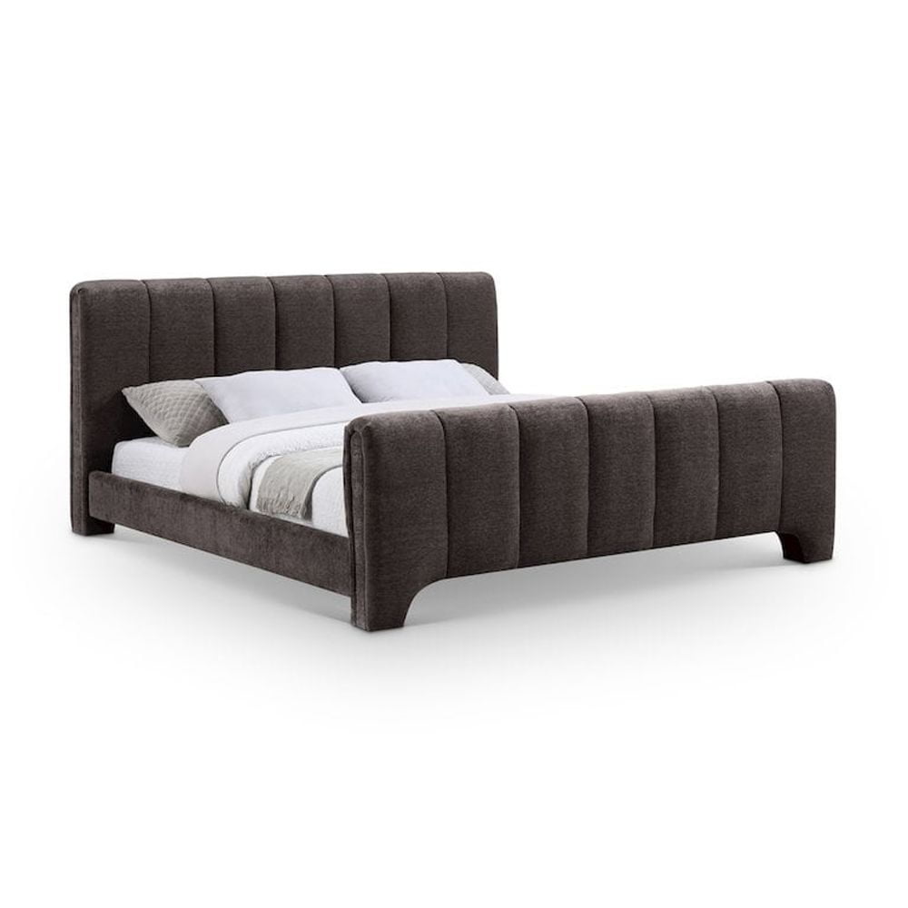 Meridian Furniture Camila Brown Chenille Fabric King Bed - Walmart.com