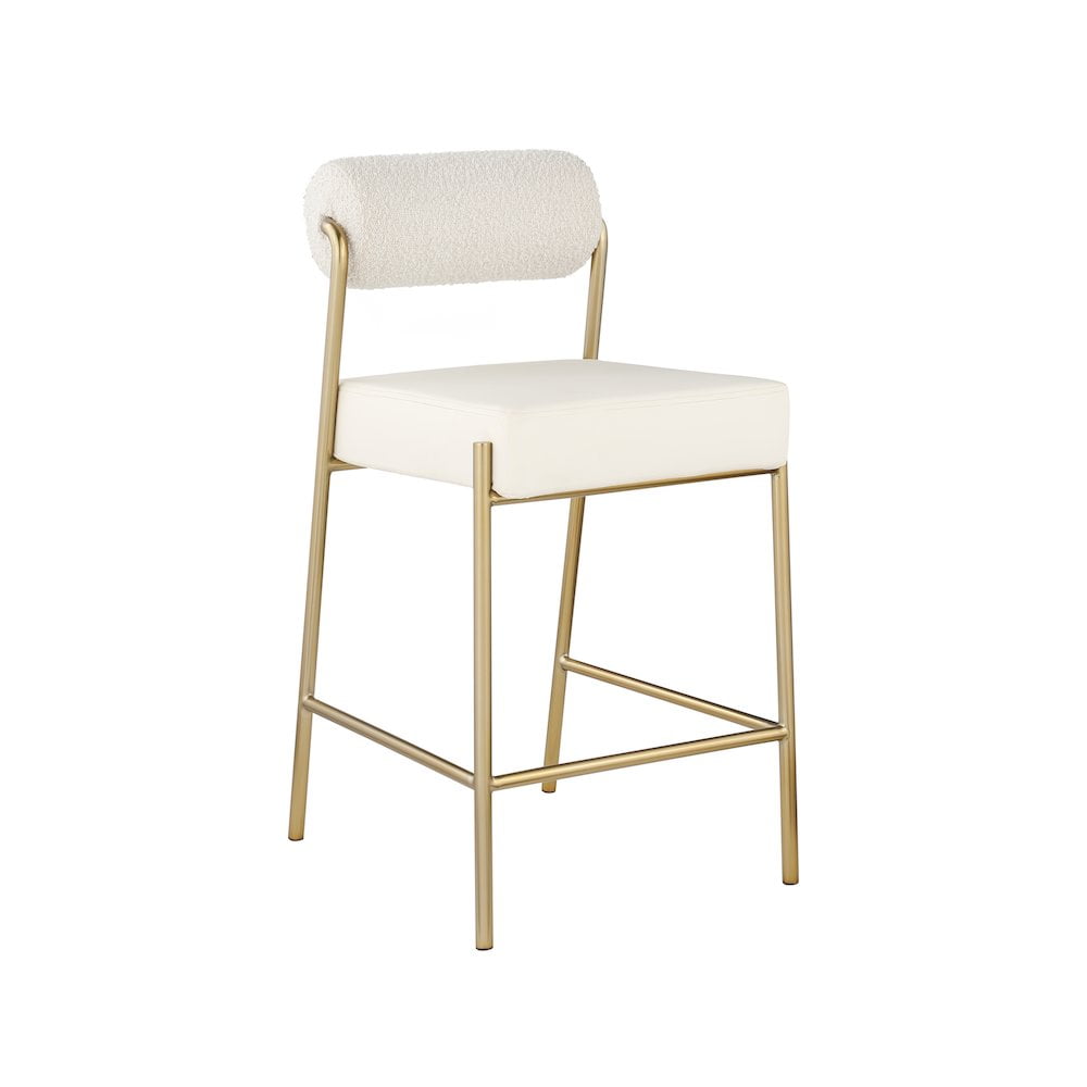 Meridian Furniture Carly Cream Vegan Leather Seat / Boucle Fabric Back ...