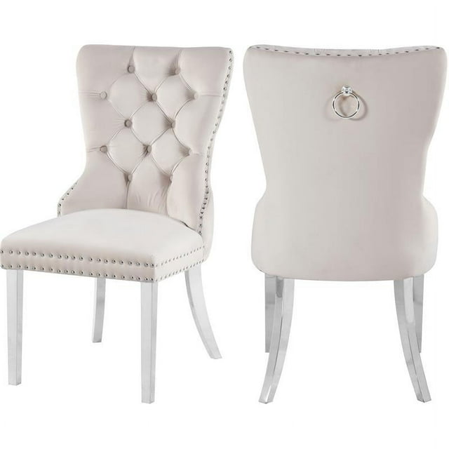 Meridian Furniture Carmen Cream Velvet Dining Chair - Walmart.com