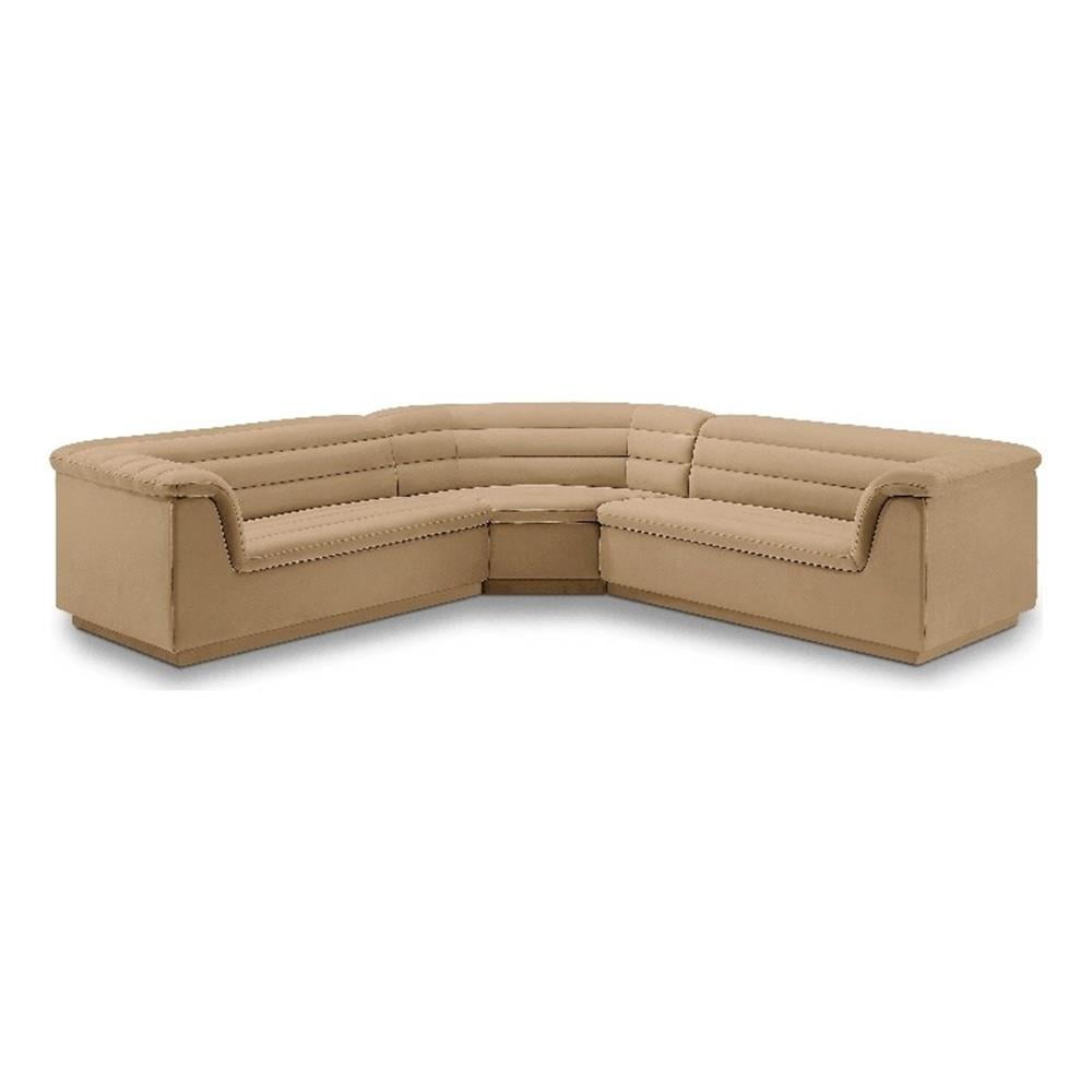 Meridian Furniture Cascade Camel Velvet Fabric Modular Sectional ...