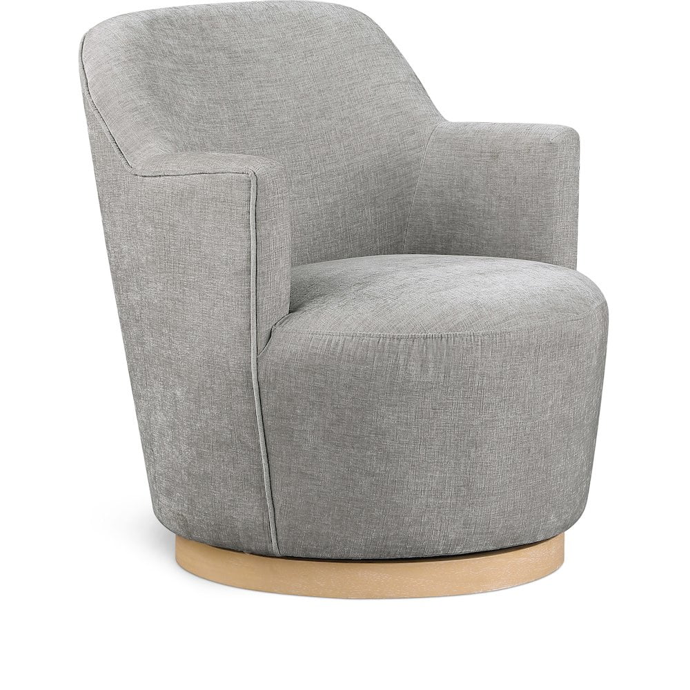Meridian Furniture Clarita Light Grey Chenille Fabric Swivel Accent ...