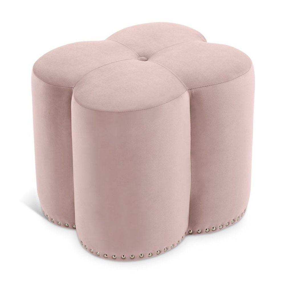 Meridian Furniture Clover Flower Shaped Pink Velvet Ottoman - Walmart.com