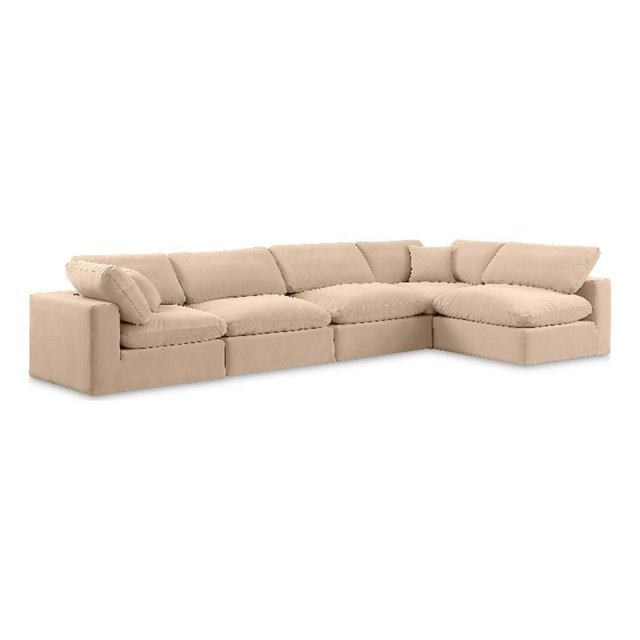 Meridian Furniture Comfy Beige Velvet 5-Pc. Modular Sectional - Walmart.com