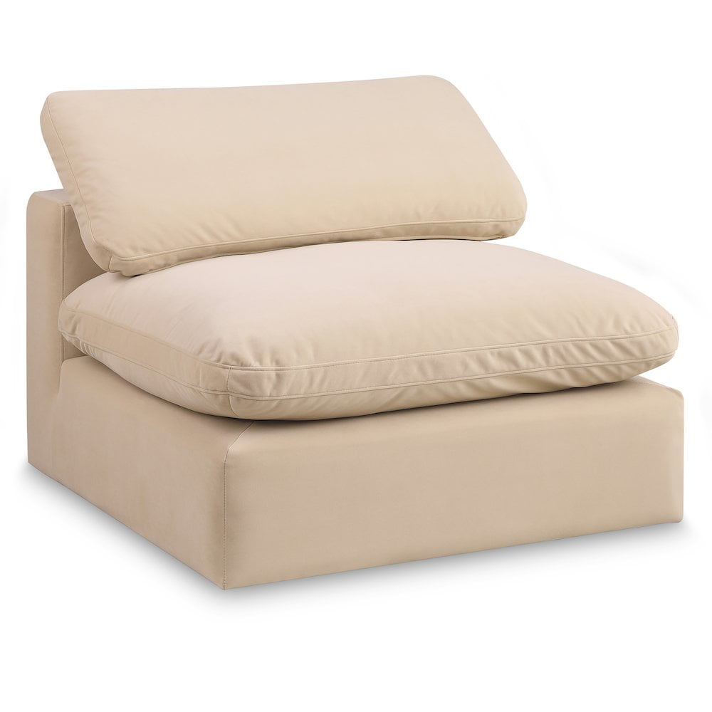 Meridian Furniture Comfy Beige Velvet Armless Chair - Walmart.com