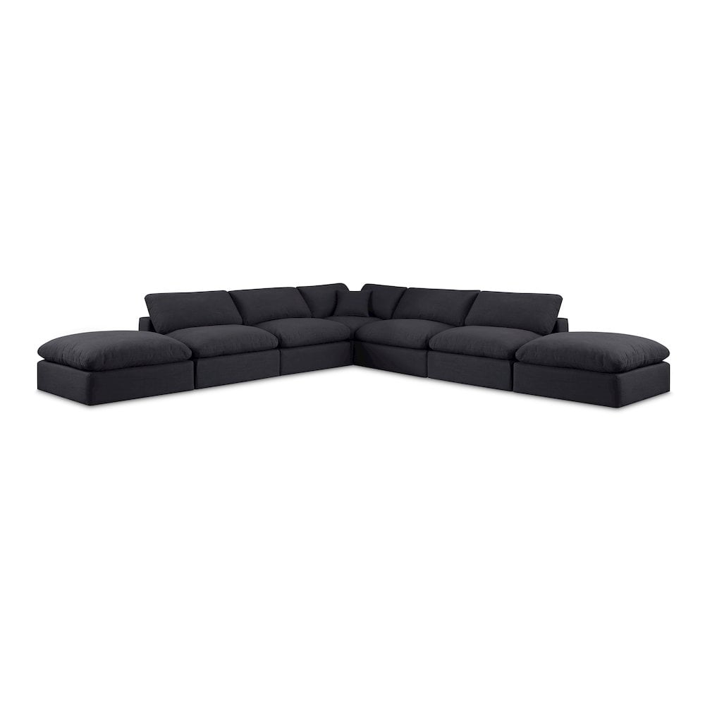 Meridian Furniture Comfy Black Modular Sectional - Walmart Business ...