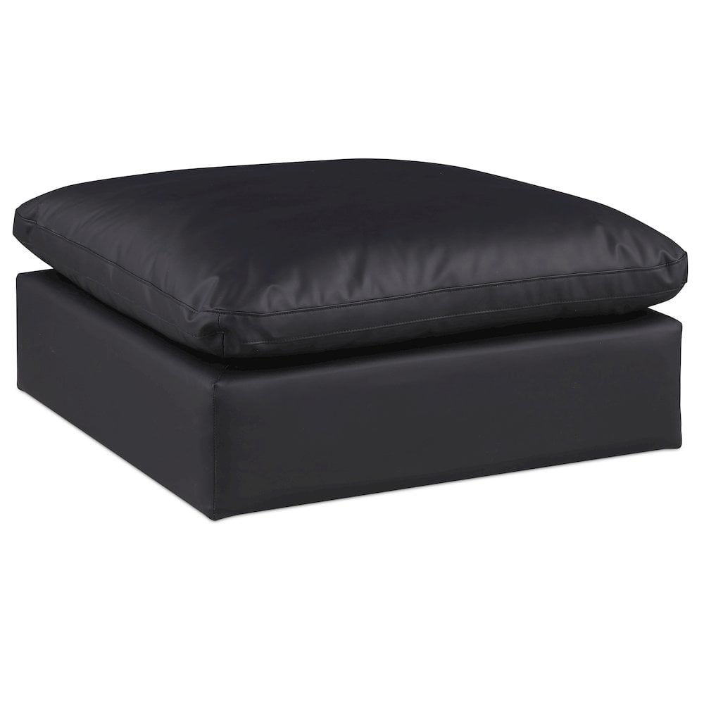 Meridian Furniture Comfy Black Vegan Leather Ottoman - Walmart.com
