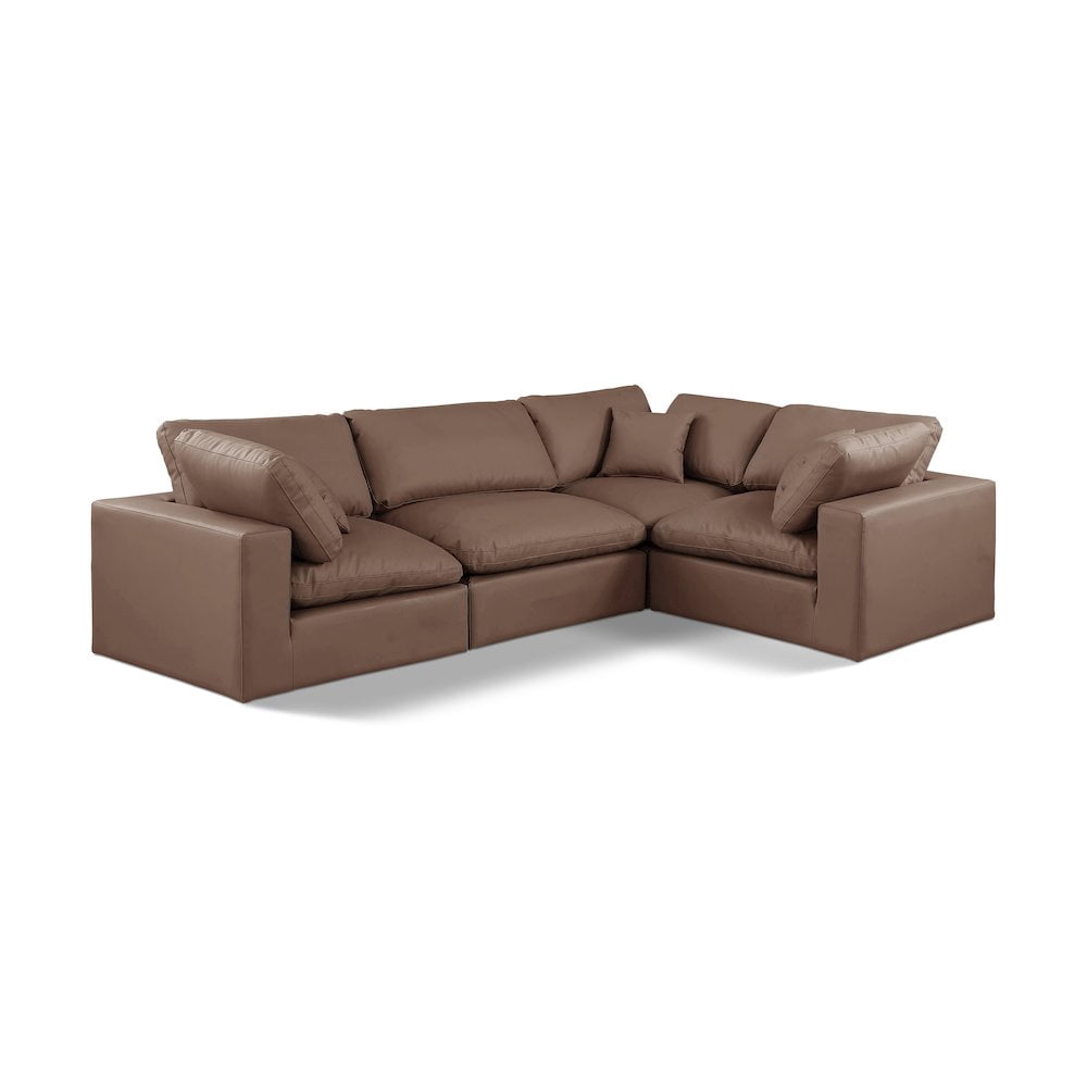 Meridian Furniture Comfy Brown Vegan Leather 4-Pc. Modular Sectional ...