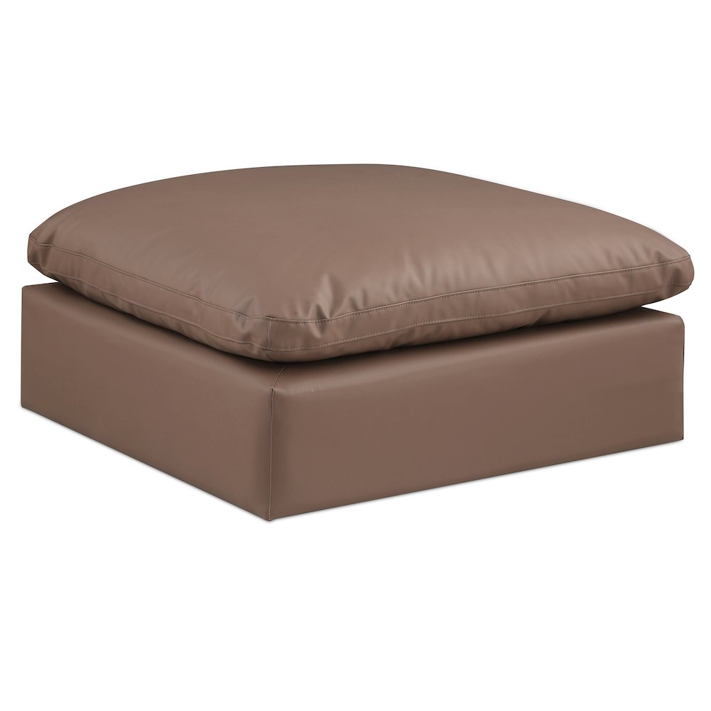 Meridian Furniture Comfy Brown Vegan Leather Ottoman - Walmart.com
