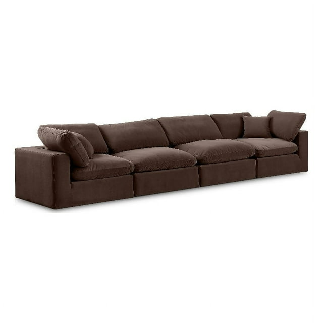 Meridian Furniture Comfy Brown Velvet 4-Pc. Modular Sofa - Walmart.com