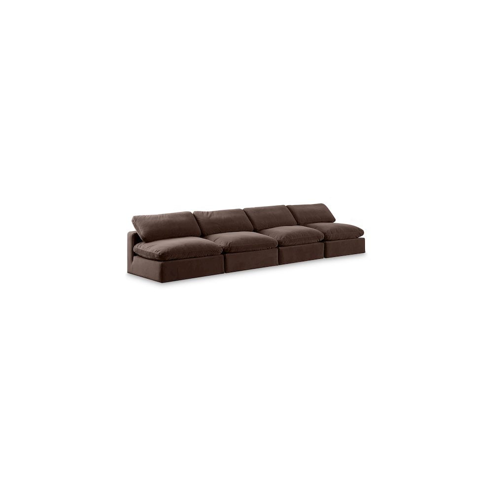 Meridian Furniture Comfy Brown Velvet 4-Pc. Modular Sofa - Walmart.com