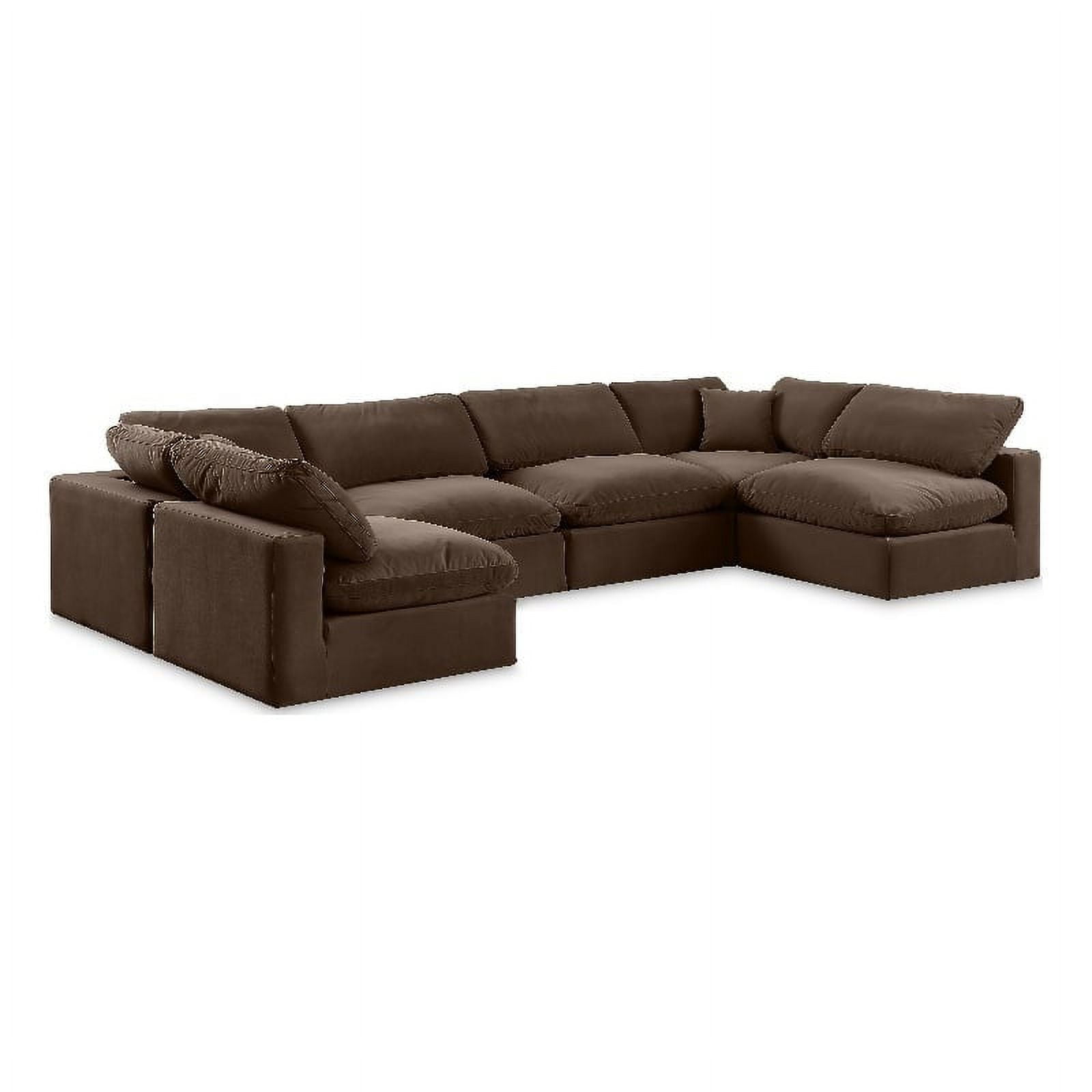 Meridian Furniture Comfy Brown Velvet 6-Pc. Modular Sectional - Walmart.com