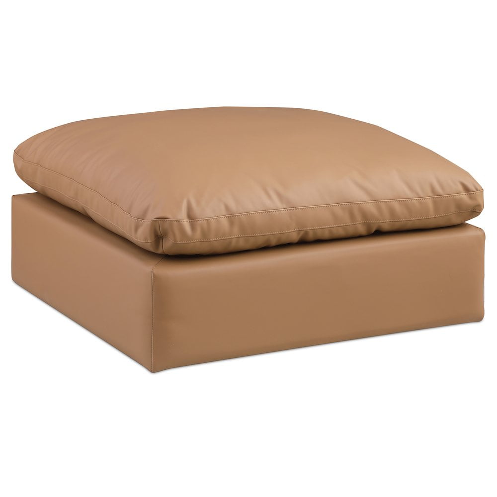 Meridian Furniture Comfy Cognac Vegan Leather Ottoman - Walmart.com