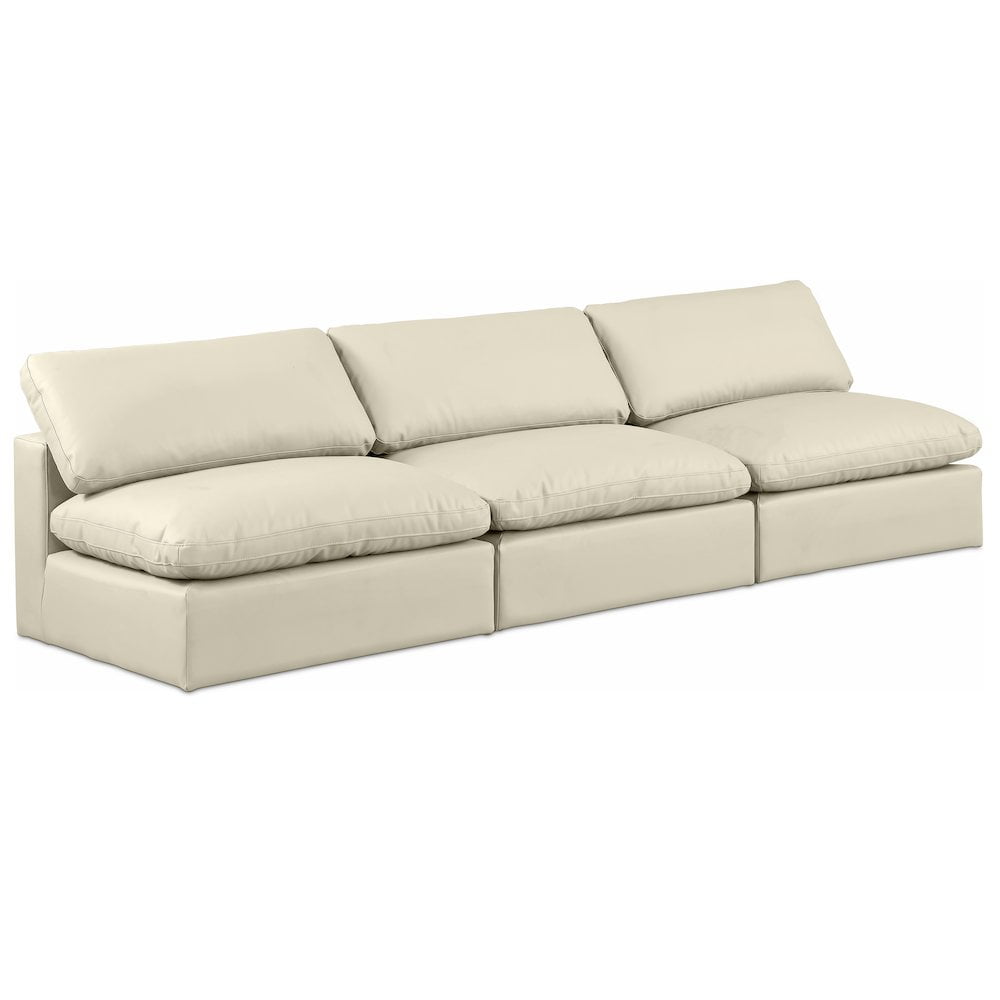 Meridian Furniture Comfy Cream Faux Leather Modular Sofa - Walmart.com