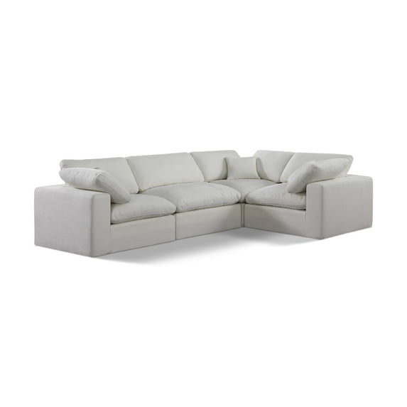 Meridian Furniture Comfy Cream Linen Textured Fabric 4-Pc. Modular ...