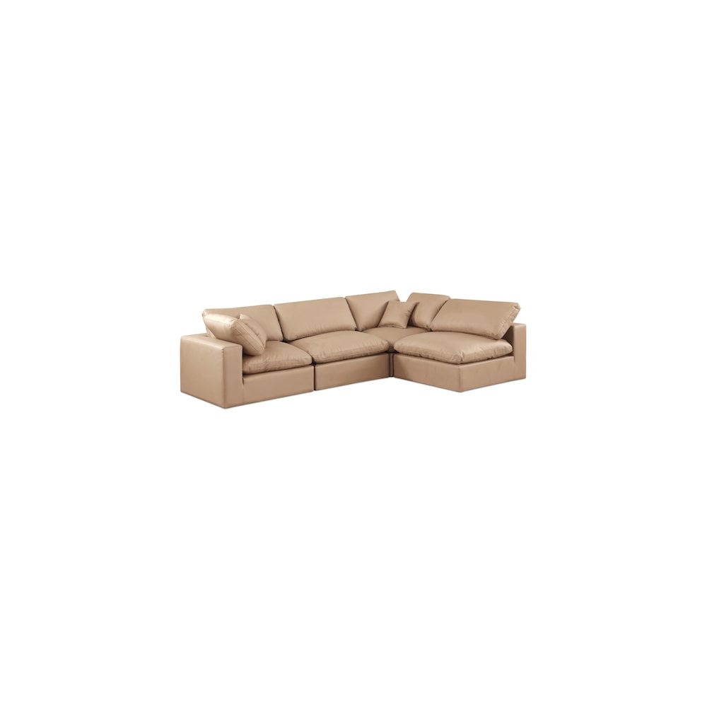 Meridian Furniture Comfy Tan Faux Leather Modular Sectional - Walmart.com