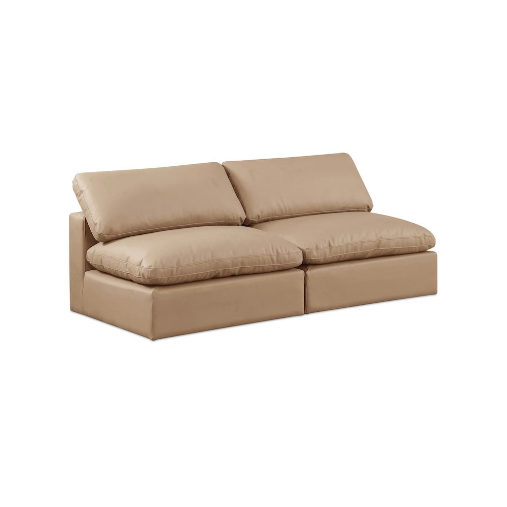 Meridian Furniture Comfy Tan Faux Leather Modular Sofa - Walmart.com