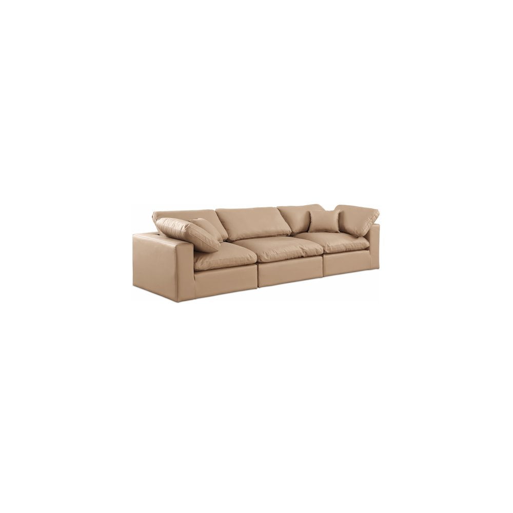 Meridian Furniture Comfy Tan Faux Leather Modular Sofa - Walmart.com