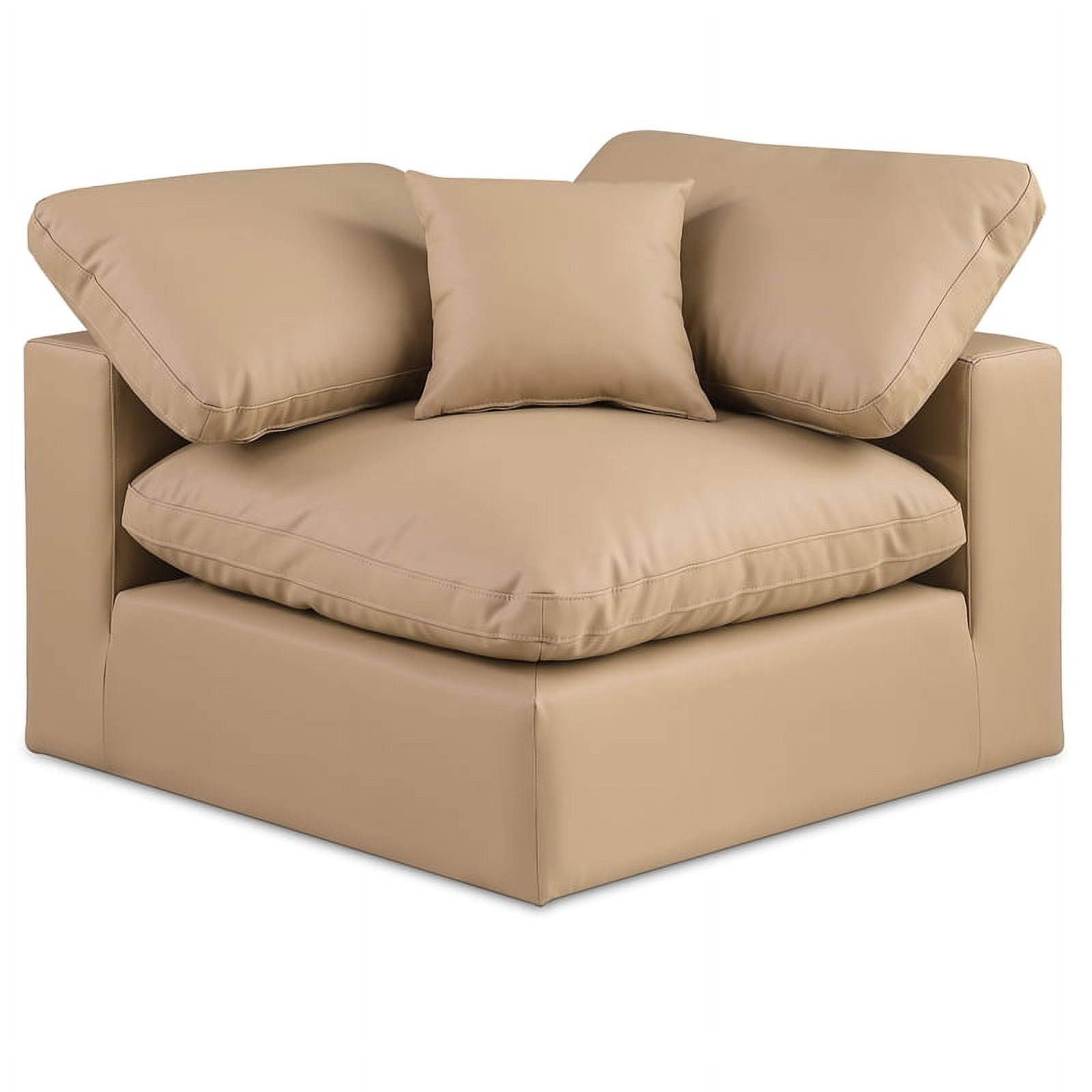 Meridian Furniture Comfy Tan Vegan Leather Corner Chair - Walmart.com