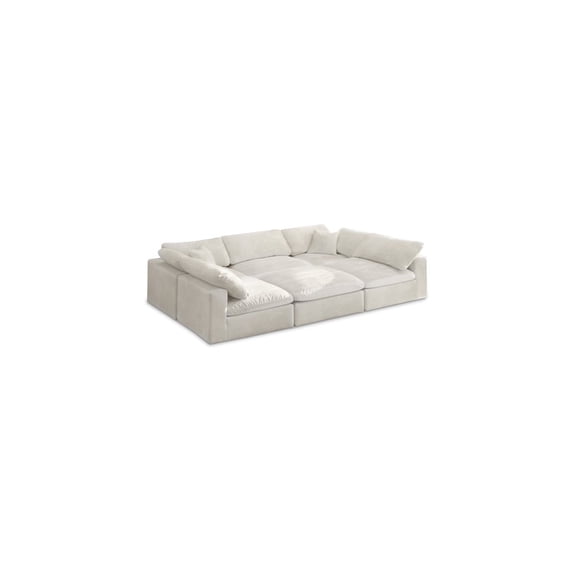 Meridian Furniture Cozy Cream Velvet Modular Sectional - Walmart.com