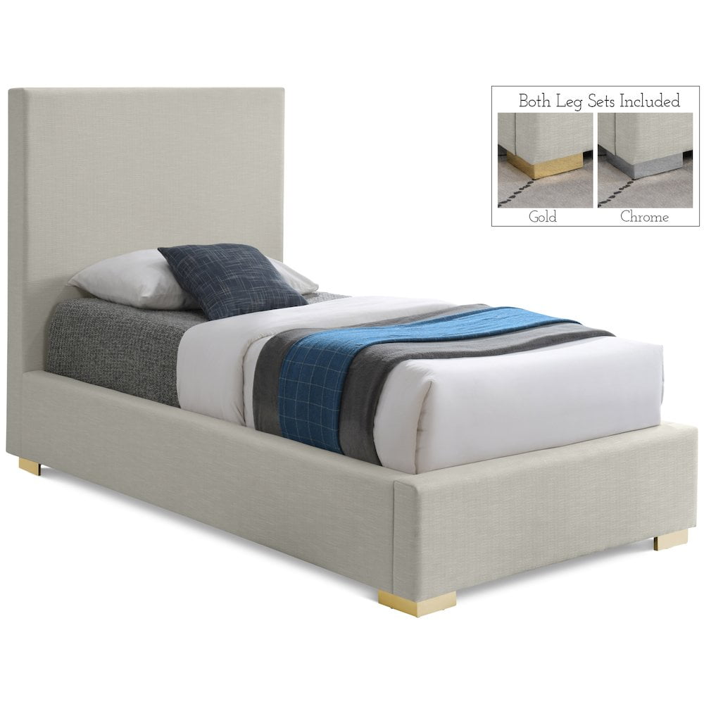 Meridian Furniture Crosby Beige Linen Textured Fabric Twin Bed ...