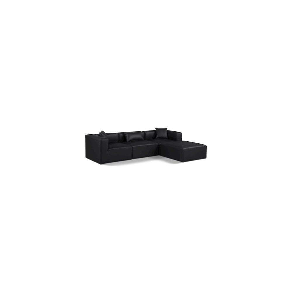 Meridian Furniture Cube Black Vegan Leather 4-Pc. L-Shaped Modular ...