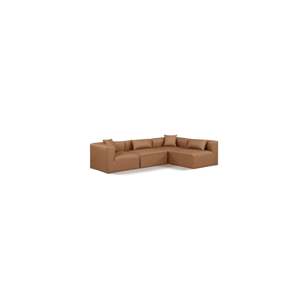 Meridian Furniture Cube Brown Vegan Leather 4-Pc. L-Shaped Modular ...
