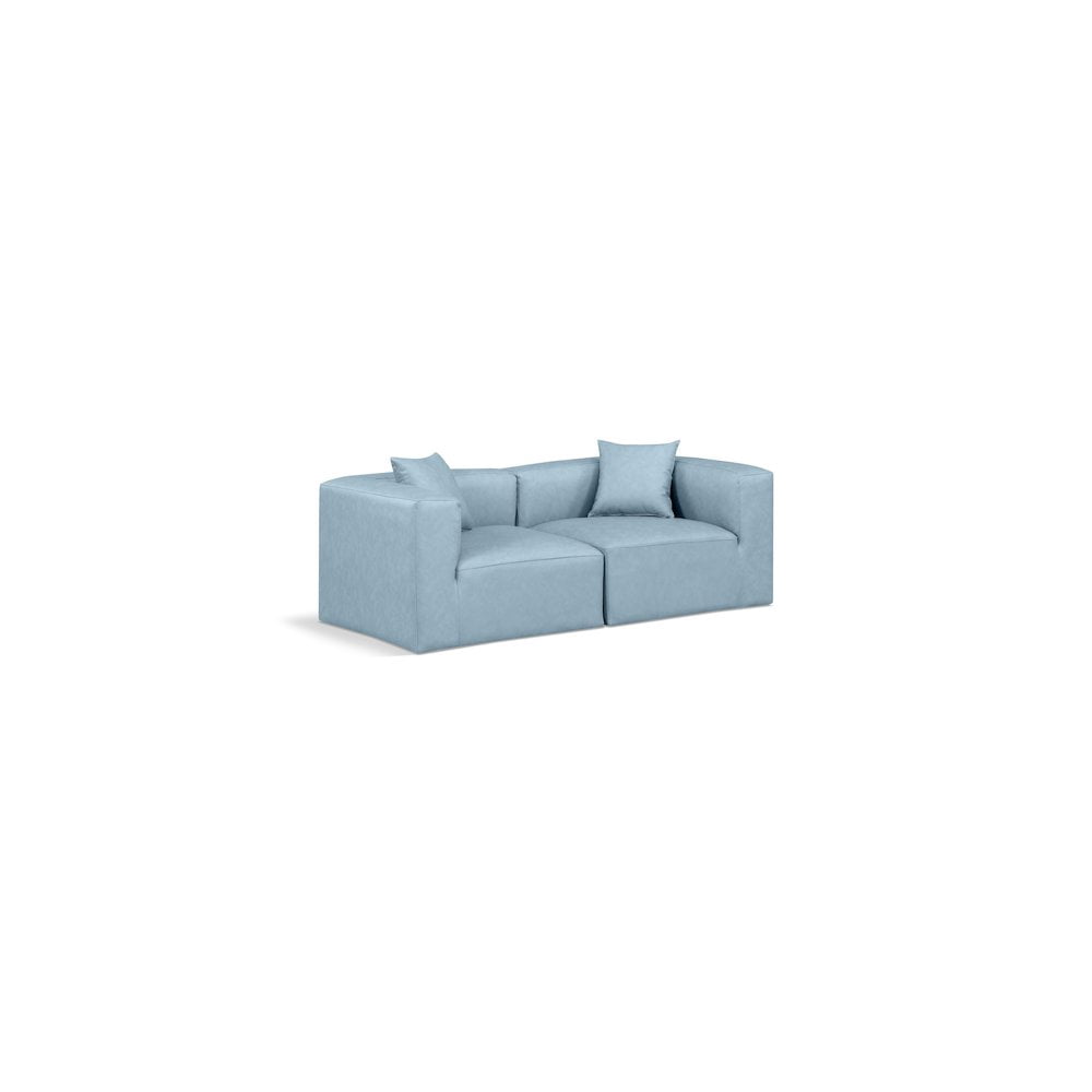 Meridian Furniture Cube Light Blue Vegan Leather 2-Pc. Modular Sofa ...