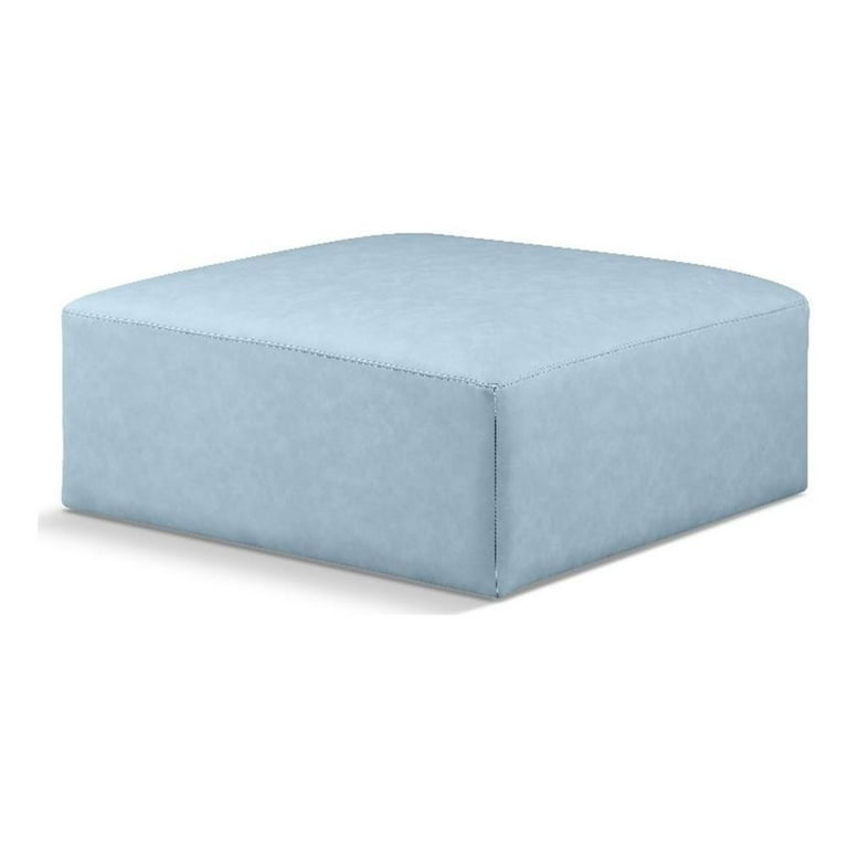 Light blue leather ottoman store