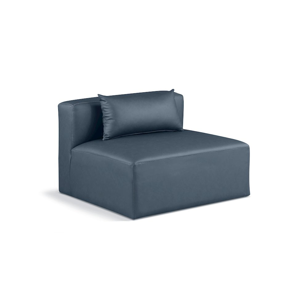 Meridian Furniture Cube Navy Blue Vegan Leather Armless Chair - Walmart.com
