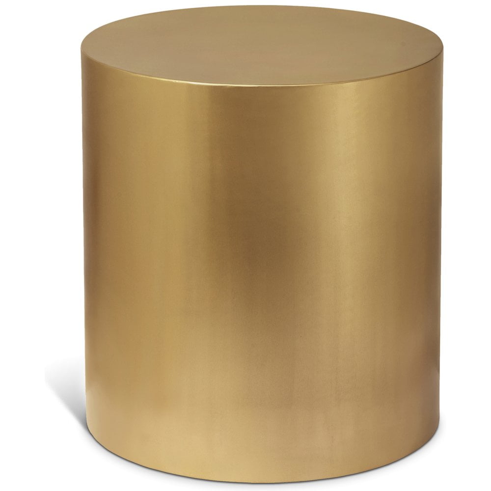 Meridian Furniture Cylinder Round Brushed Gold Metal End Table ...