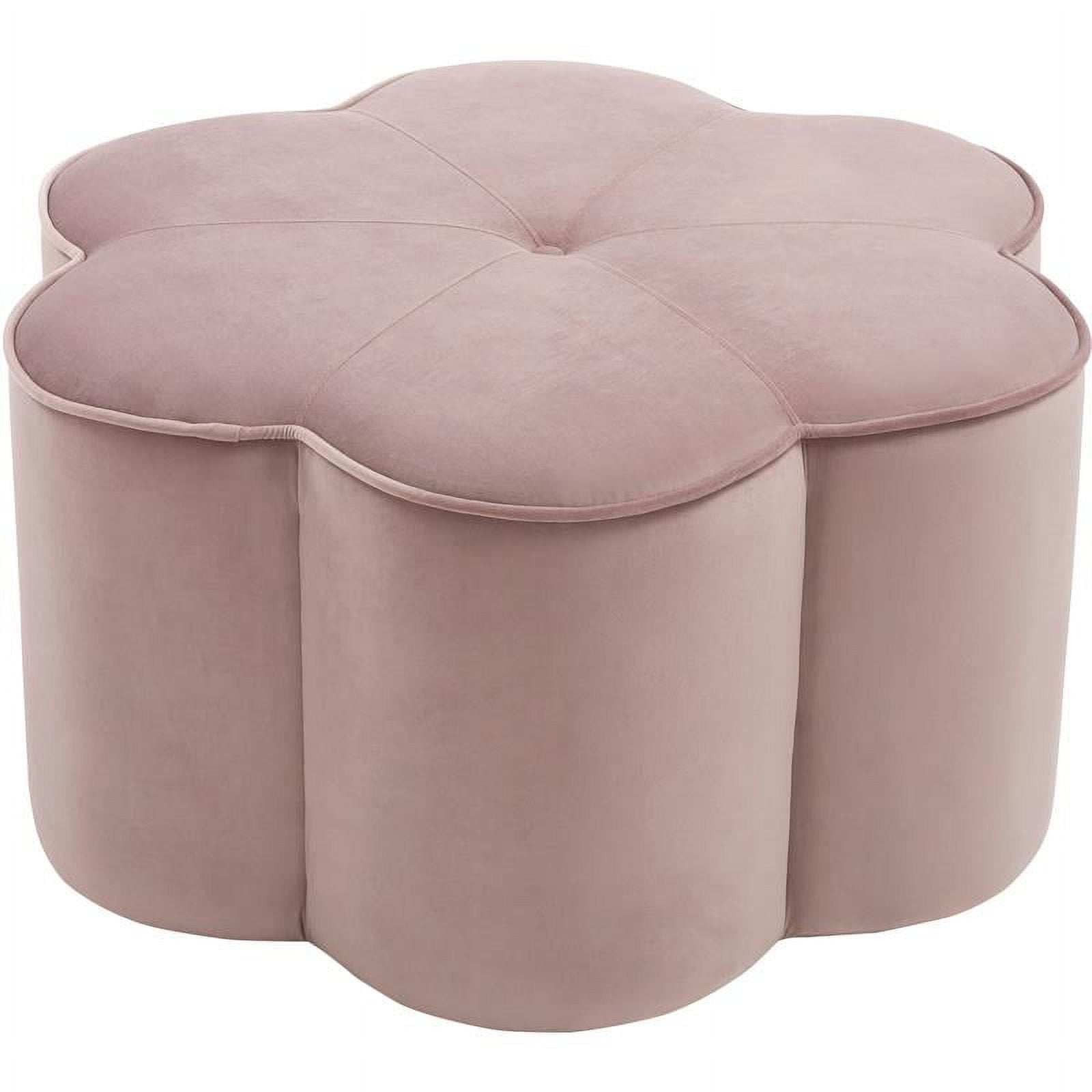 Glam Meridian Furniture Daisy Shaped Pink Velvet Upholstered Ottoman ...