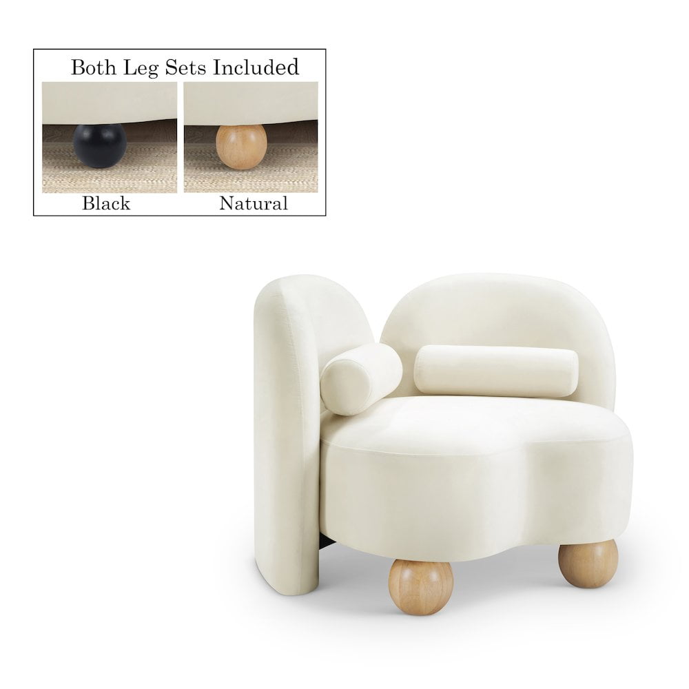 Meridian Furniture Daphne Cream Velvet Chair - Walmart.com