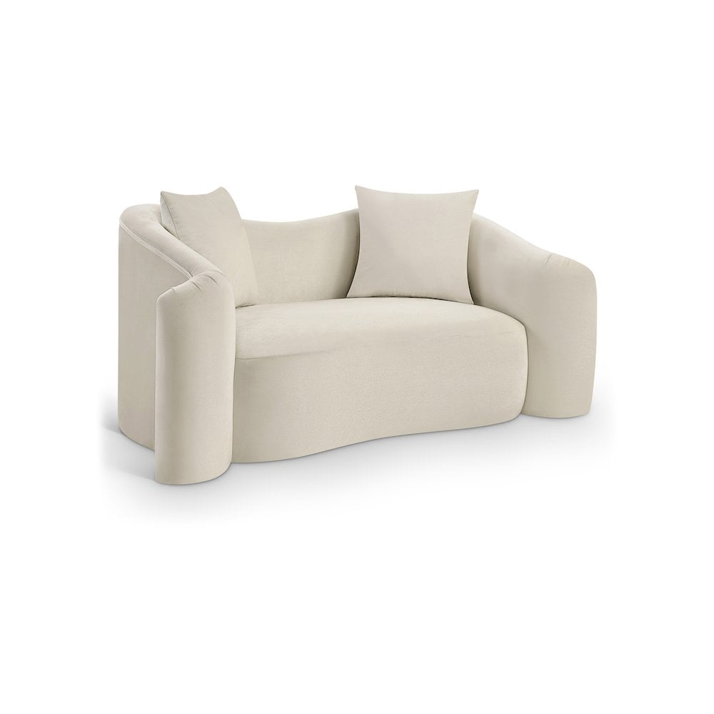 Meridian Furniture Destin Cream Velvet Loveseat - Walmart.com
