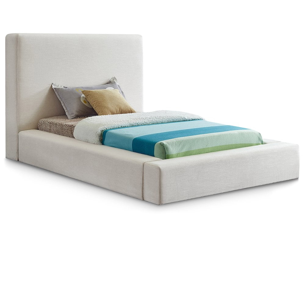 Meridian Furniture Devin Cream Linen Textured Fabric Twin Bed - Walmart.com