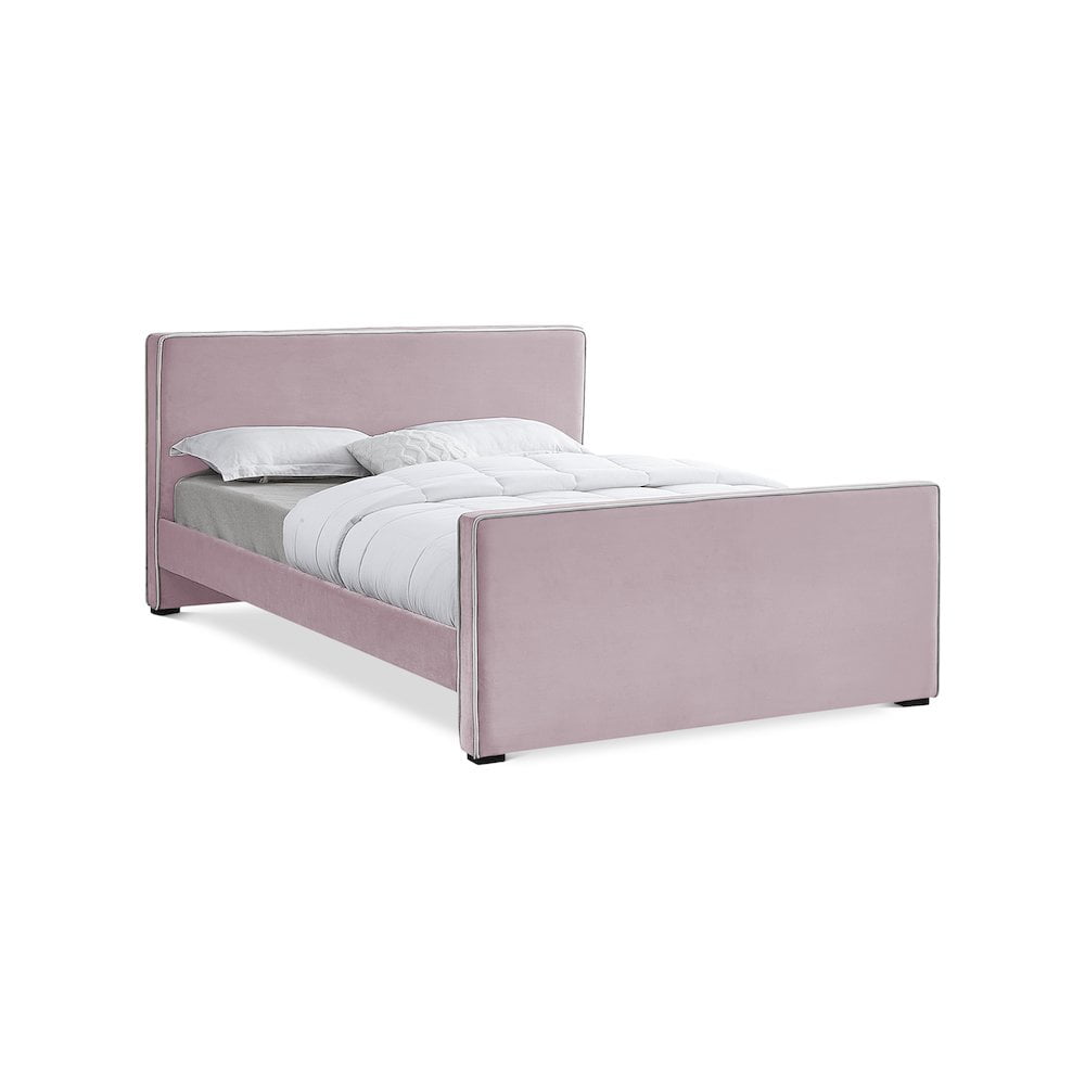 Meridian Furniture Dillard Pink Velvet Full Bed - Walmart.com